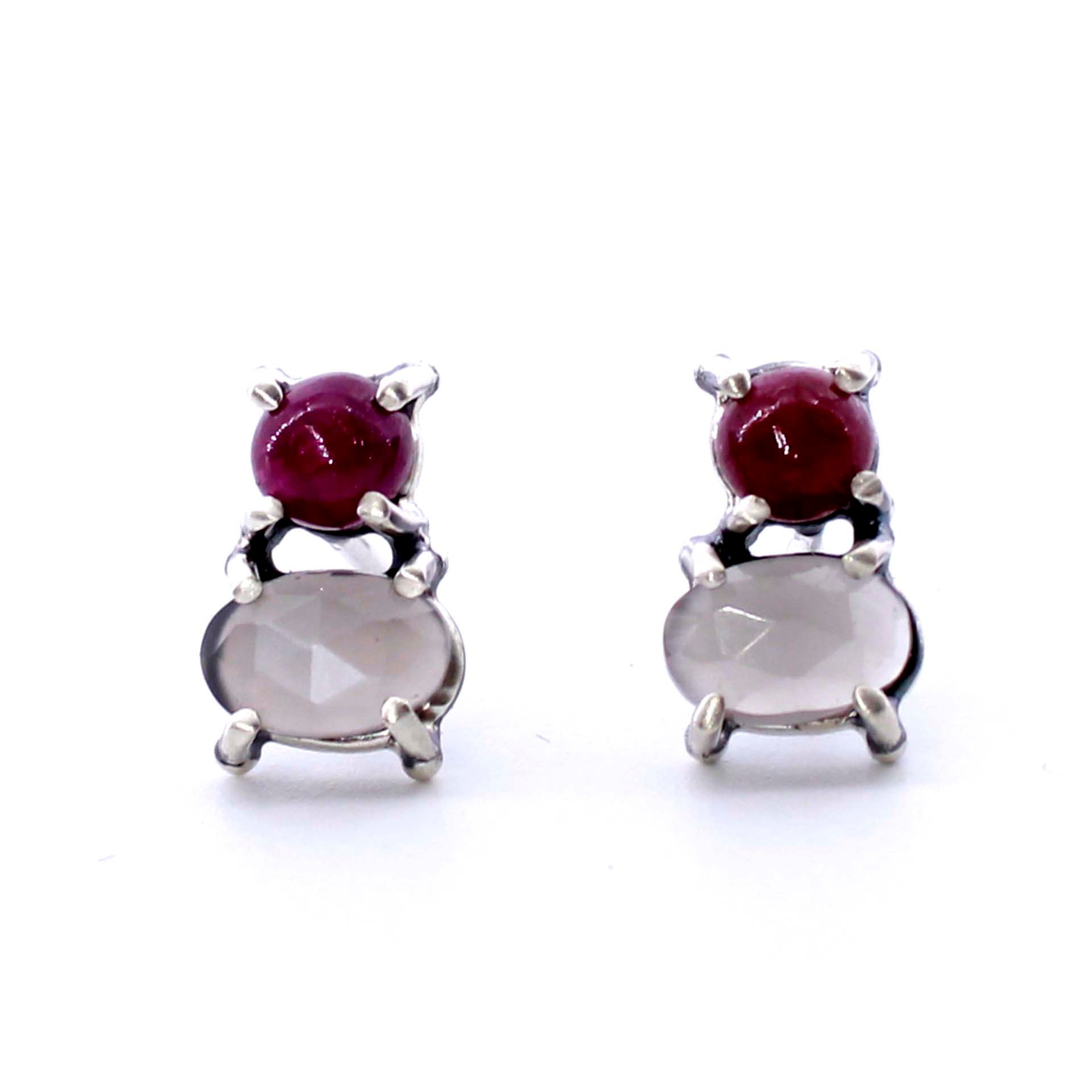 Ruby & Gray Moonstone Studs – Danielle Miller Jewelry